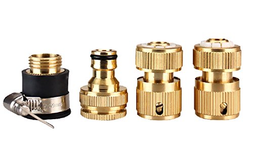 4 Pieces Brass Quick Connector Starter Kit Easy Connect Fitting ...