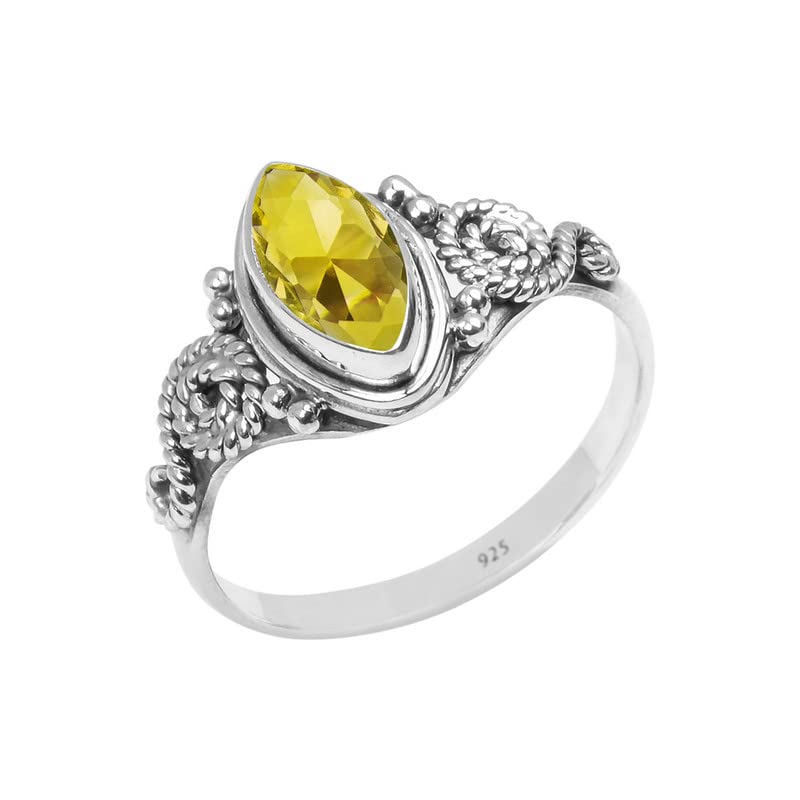 Amazon.com: Citrine Stone Ring, 925 Sterling Silver Ring Statement Ring ...