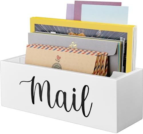 Amazon.com : DRASTAR Mail Organizer, Mail Holder with 2 Slots, White ...
