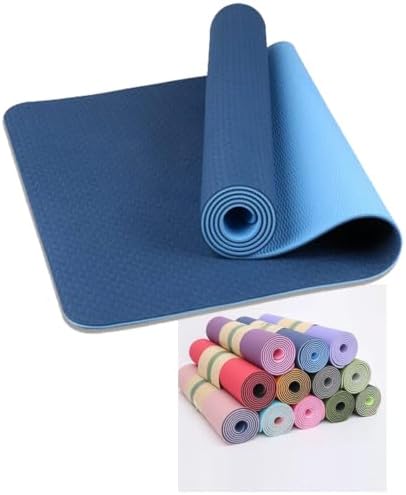 Yoga Mat Double Sided Yoga Mat Anti-Slip Exercise Mat with Carrying Bag ...