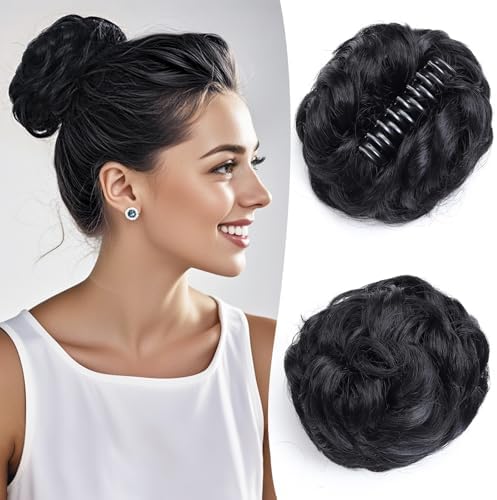 Amazon.com : RUWISS 2 Pcs Mini Human Hair Claw Clip Hair Bun Hair ...
