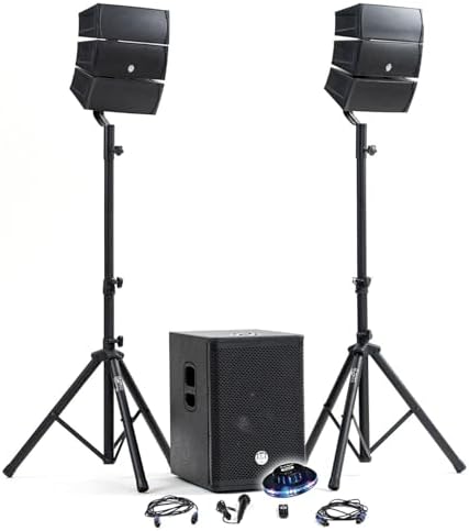 BM Bmsonic BMS-12-ARRAY-BT DJ PA 1000W Complete SUB Satellite Speakers ...