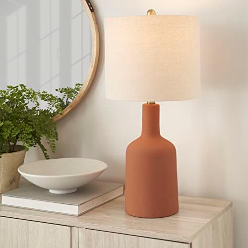 Nourison Home 22" Orange Terracotta Ceramic Table Lamp for Modern ...