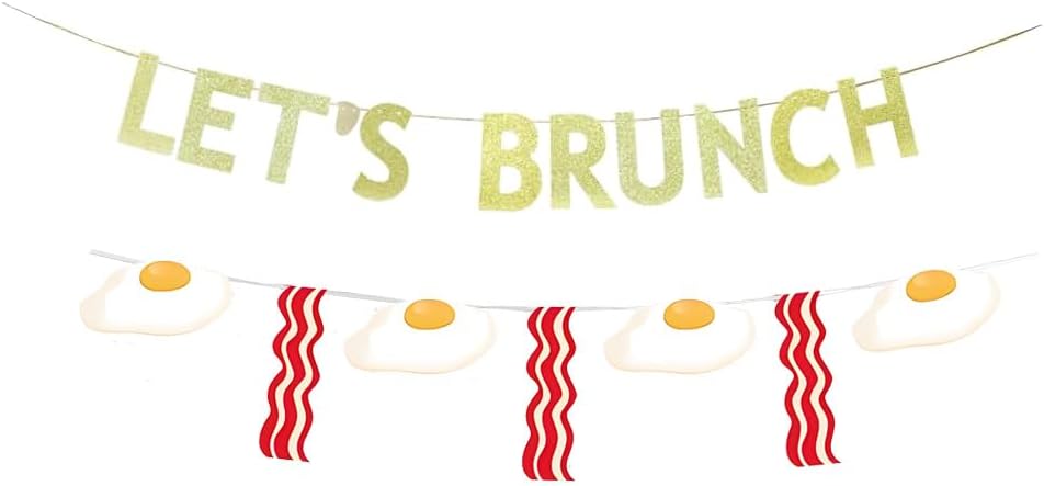 Amazon.com: KUNGOON Let's Brunch Banner Set, Gold Glitter Letters with ...