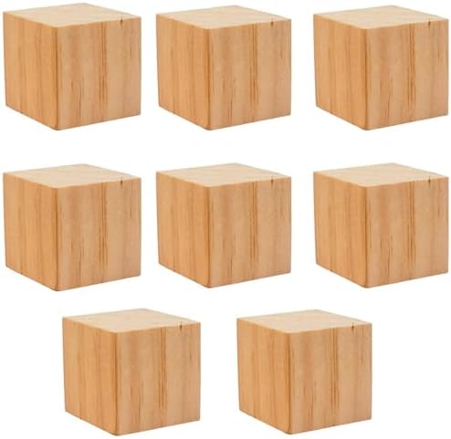 Amazon.com: 8PACK Wooden Blocks for Crafts, Unfinished Wood Cubes ...