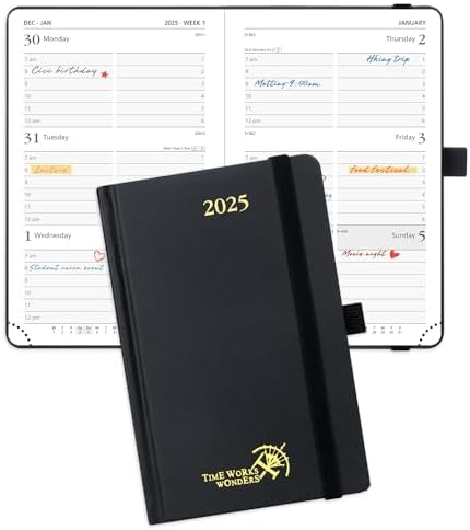 POPRUN Small Diary 2025 Pocket Diary Hardback A6 (16x10.5 cm) Week to ...