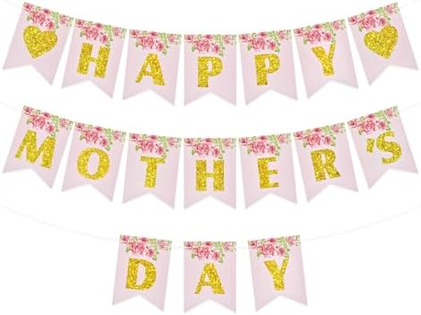 Amazon.com: Happy Mothers Day Party Decorations Supplies Pink Glitter ...