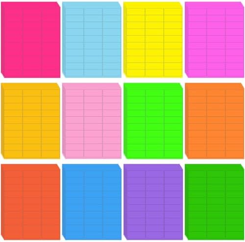 Geyee 1800 Pcs Fluorescent Address Labels Colored Address Labels 1'' x ...