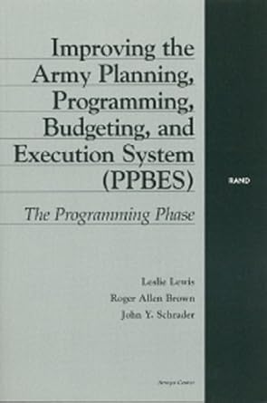 Buy Improving the Army Planning, Programming, Budgeting, and Execution ...