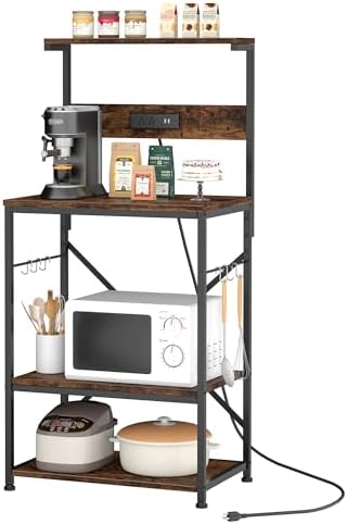 Amazon.com - HOMCOM Kitchen Bakers Rack with Power Outlet, USB Charger ...