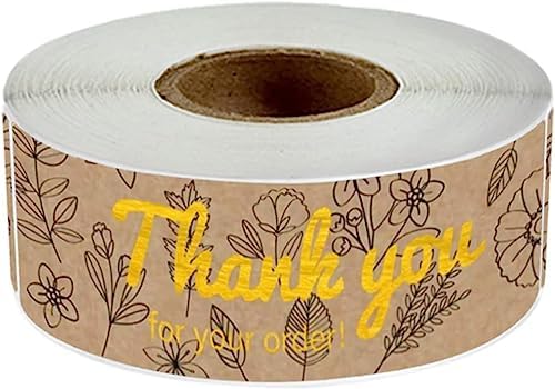 Amazon.com : Kraft Paper Thank You Sticker,Rectangle Stationery ...