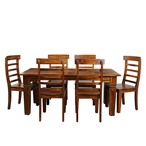 Tezerac Annecy Six Seater Dining Table Set (Natural Finish, Brown ...