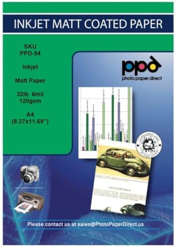PPD 200 Sheets A4 170gsm Matt Coated Inkjet Photo Quality Paper ...