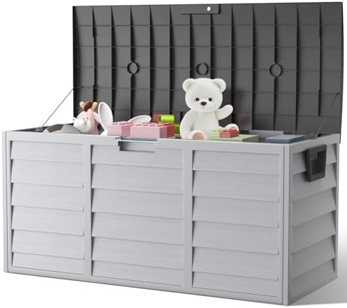 DKIEI Lockable Outdoor Storage Box Waterproof, 290L Garden Storage Box ...