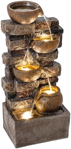 Amazon.com: Outsunny 28" Outdoor Fountain with 5-Tier Rustic Jugs and ...