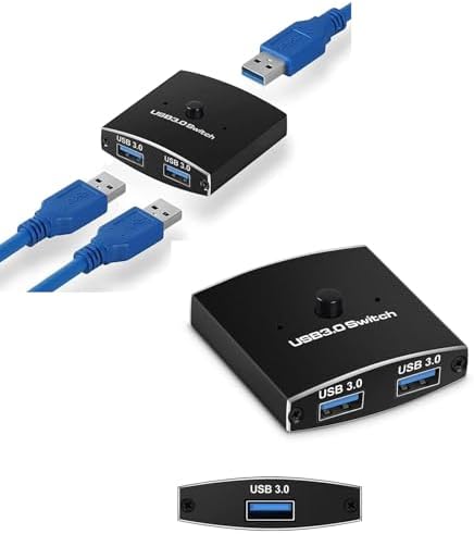 XIKKART USB 3.0 Switch Selector, Bi-Directional USB Switch 2 in 1 Out ...
