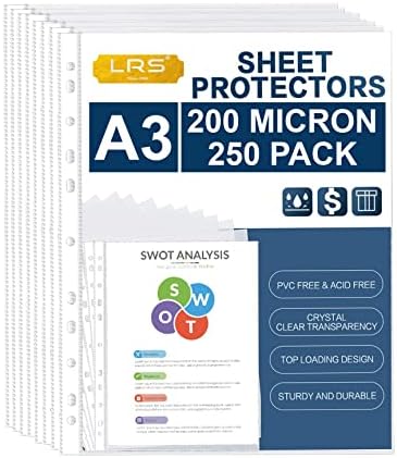 LRS Sheet Protectors - A3 Size (Double of A4) - 200 Micron Thick - 11 ...