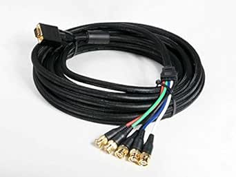 yan 12ft Black VGA HD-15 to 5 BNC RGB Video Cable for HDTV Extension ...