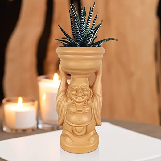 SHAVI DE - Laughing Buddha Ceramic Pot for Indoor Plants, Planters ...