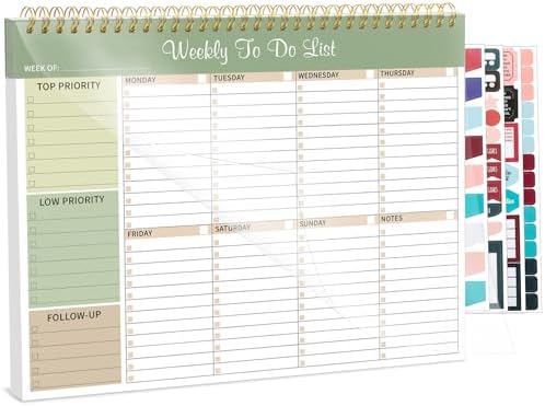 Weekly Planner Notepad, Undated Weekly To Do List Pad 52 Tear off ...