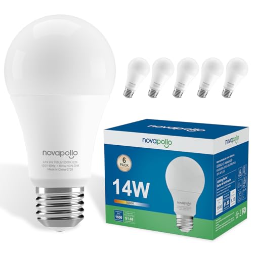 novapollo A19 LED Light Bulbs,100 Watt Equivalent LED Bulbs,E26 ...