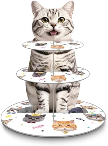 Amazon.com | Pasimy Cat Cupcake Stand Party Decorations Cat Theme ...