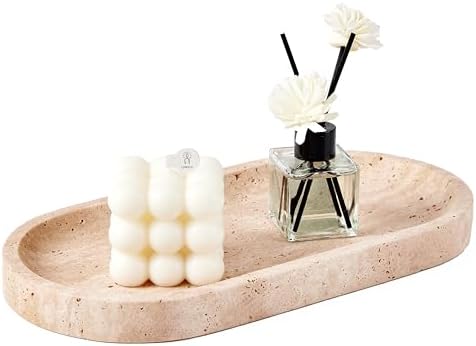 Amazon.com: ELLDOO 12" Natural Beige Travertine Vanity Tray, Luxury ...