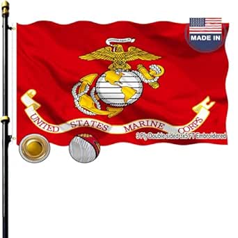 Embroidered Marine Corps Flag 3x5 Feet - Double Sided Double Needle ...