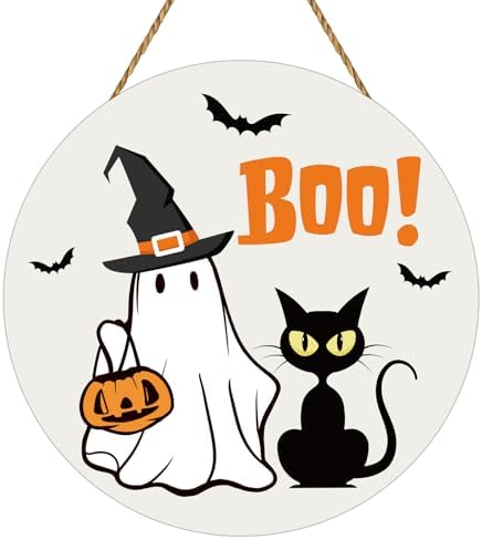 Amazon.com: Halloween Door Decorations Halloween Wreath Cute Ghost ...