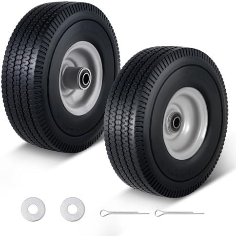 Amazon.com: 2-Pack of 10x4.00-4"Wheels,10" Pnuematic Tires,Steel Rim ...