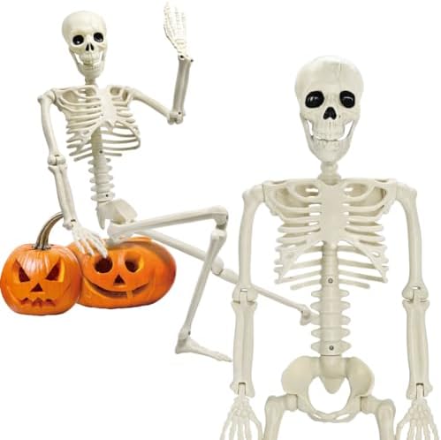 Amazon.com: 36" Skeleton Halloween Decorations, 3ft Full Body Posable ...