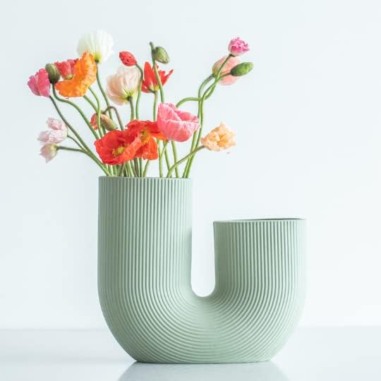 Amazon.com: Generic Green U Shaped Ceramic Vase for Flowers, Modern ...