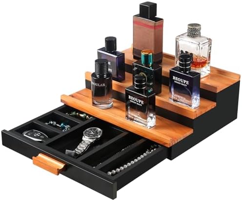 Amazon.com: Wooden Cologne Organizer for Men - 3 Tier Elevated Perfume ...