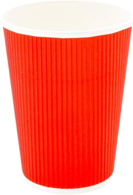 Adx Packaging Red Ripple Paper Cups 360 ML with Lid and Wooden Strrier ...