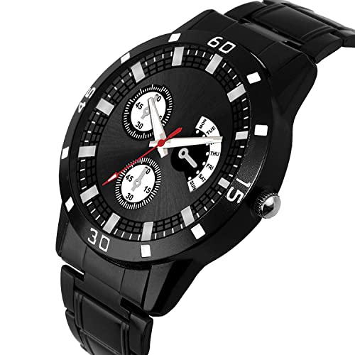 Buy Men Steel Watch for Boys Black Stainless Steel Chain Watches for ...