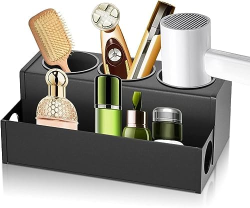 Amazon.com: MyGift Black Metal Wall Mount Hair Tools Holder with 2 ...