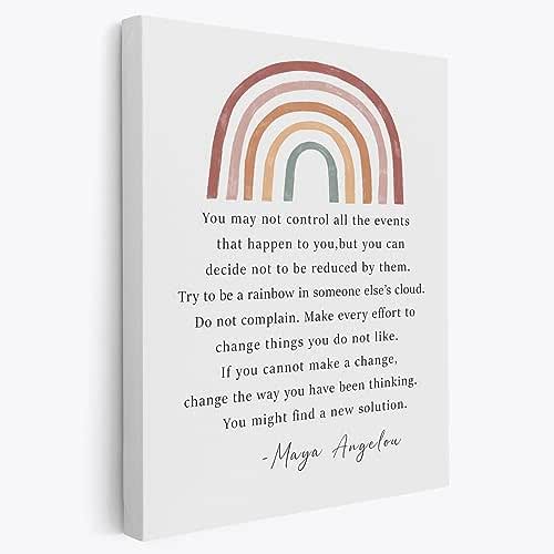 Amazon.com: Maya Angelou Quote Rainbow Canvas Wall Art, Inspirational ...