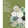 Amazon.com: Senseya Artificial Flowers Combo Set, Green Silk Roses ...