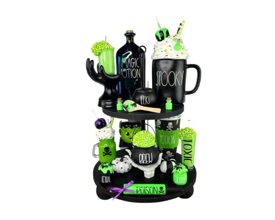 Amazon.com: Halloween Tiered Tray Decor Bundle, Mini Poison Jars, Toxic ...