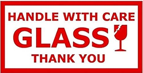 BlackDreams® Fragile Glass Handle with Care Attractive Logo Sticker ...