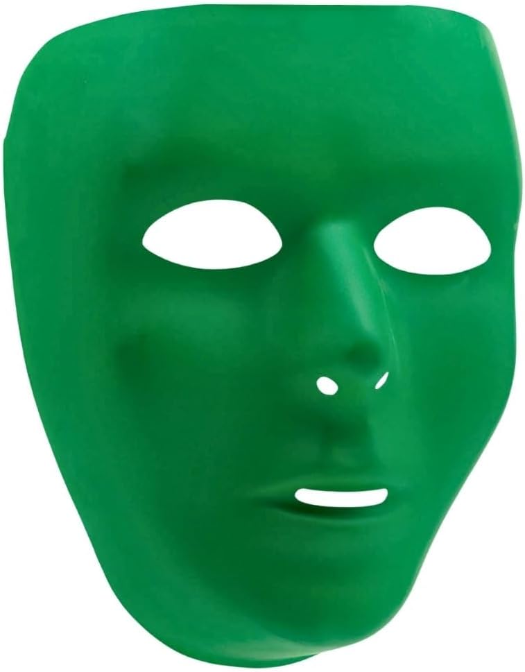 Amazon.com: Green Plastic Full Face Mask - 6.25" x 7.75" (Pack Of 1 ...