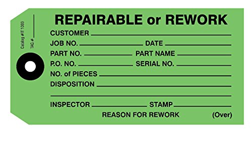 Amazon.com: 100 Pack Repairable or Rework Tag 4-3/4" x 2-3/8 ...