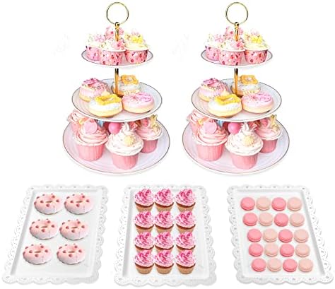 Amazon.com: GPUSFAK Pink Cake Stands Set 113 Pieces Metal Tiered Cake ...