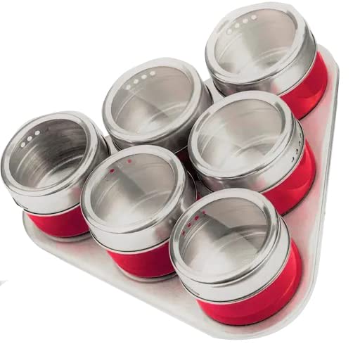 Buy IndusBay® Stainless Steel Spice Tins Magnetic Spice Jars, Set of 6 ...