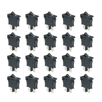 Electronic Spices T85/55 6A 250V Black Color 2 Pin Rocker Switch Pack ...