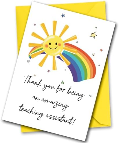 Thank You Card School Teacher and Teaching Assistant Sun Rainbow Design ...