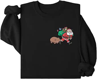 Amazon.com: Christmas Moo Deng Santa Claus Sweatshirt, Hippopotamus ...