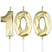 Amazon.com: 100th Birthday Candles for Cake, Gold Number 100 3D Diamond ...