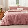 Amazon.com: Bedsure Queen Comforter Set, Pink Clay Soft Prewashed ...
