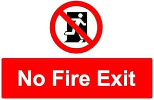 No fire exit prohibition sign - Self adhesive sticker (200mm x 150mm ...